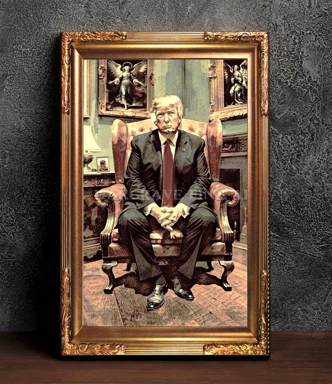 Donald Trump Portrait Print Angels Tribute Office Wall Décor Fan Art ...