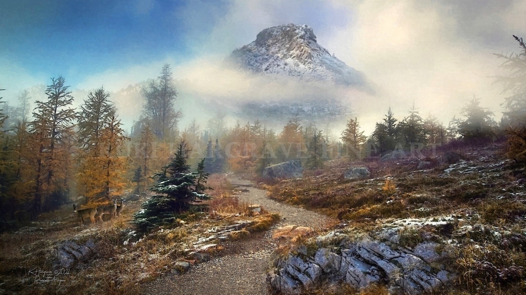 Vintage Wall Decor Prescott Arizona Thumb Butte Misty Trees Wildlife ...
