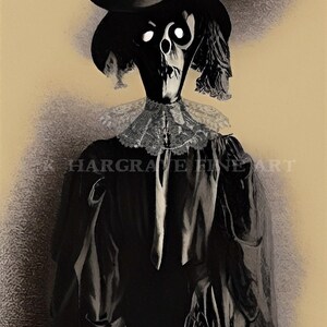 Ghost Art Dark Haunted Gothic Victorian Spirit Woman Skeleton Top Hat ...