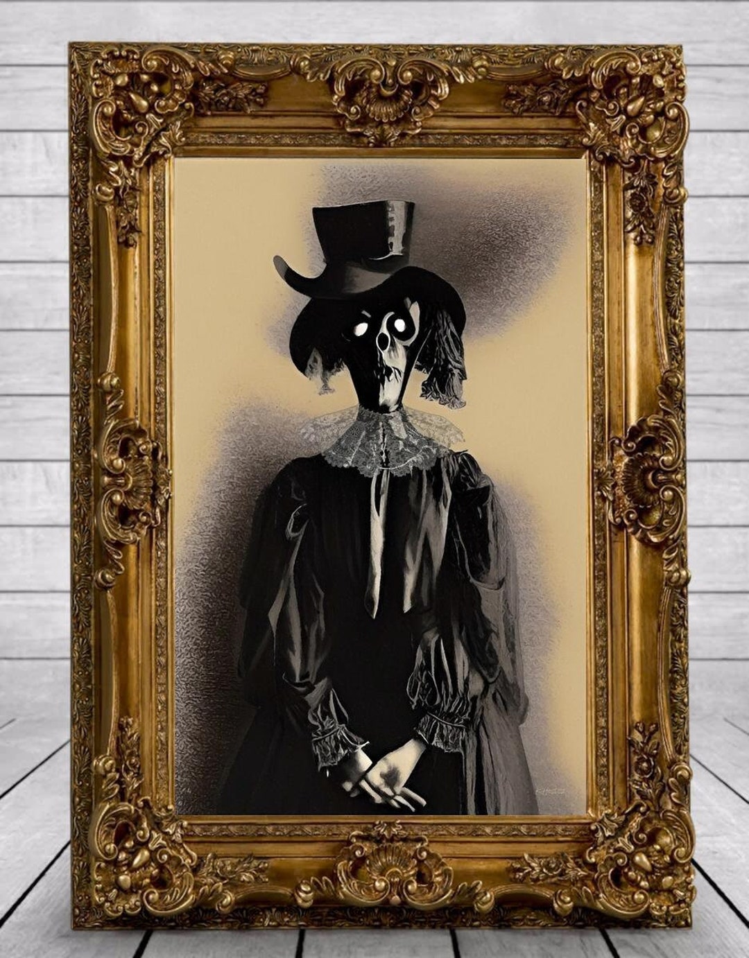 Ghost Art Dark Haunted Gothic Victorian Spirit Woman Skeleton Top Hat ...