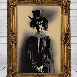 Ghost Art Dark Haunted Gothic Victorian Spirit Woman Skeleton Top Hat ...