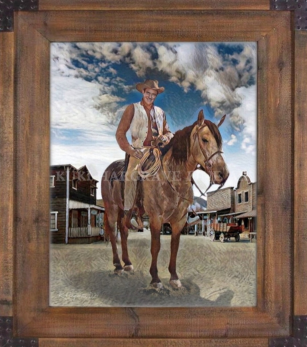 Vintage Wall Decor Gunsmoke Old West Matt Dillon on His Horse James Arness Television Show ...