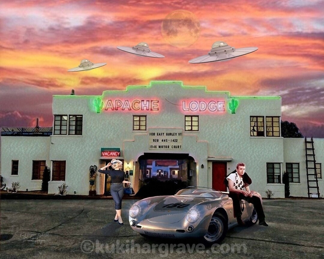 Wall Decor Prescott Arizona Vintage Apache Lodge Motel Flying Saucers ...
