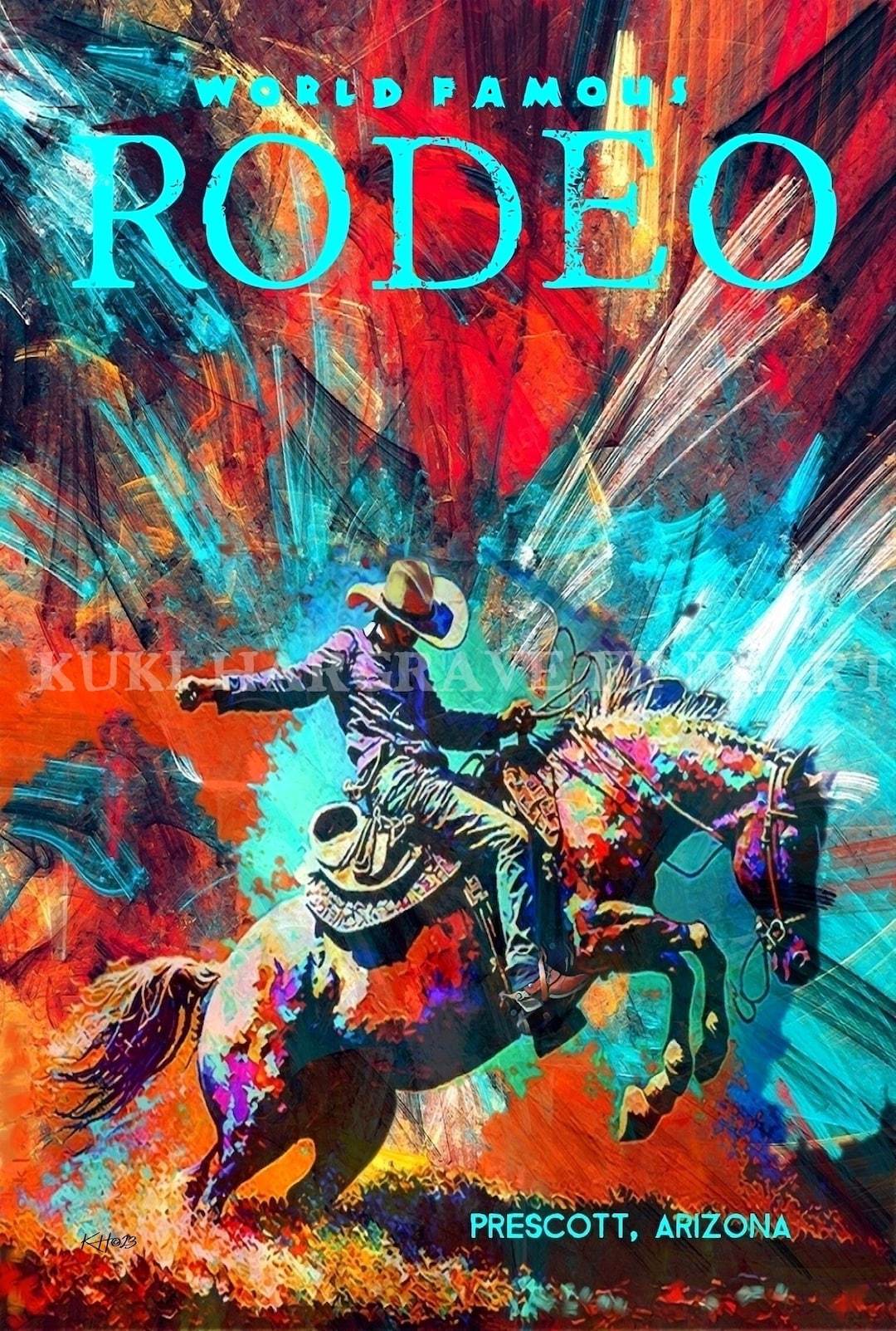 Prescott Arizona Rodeo Poster Horse Wrangler Cowboy Vintage - Etsy