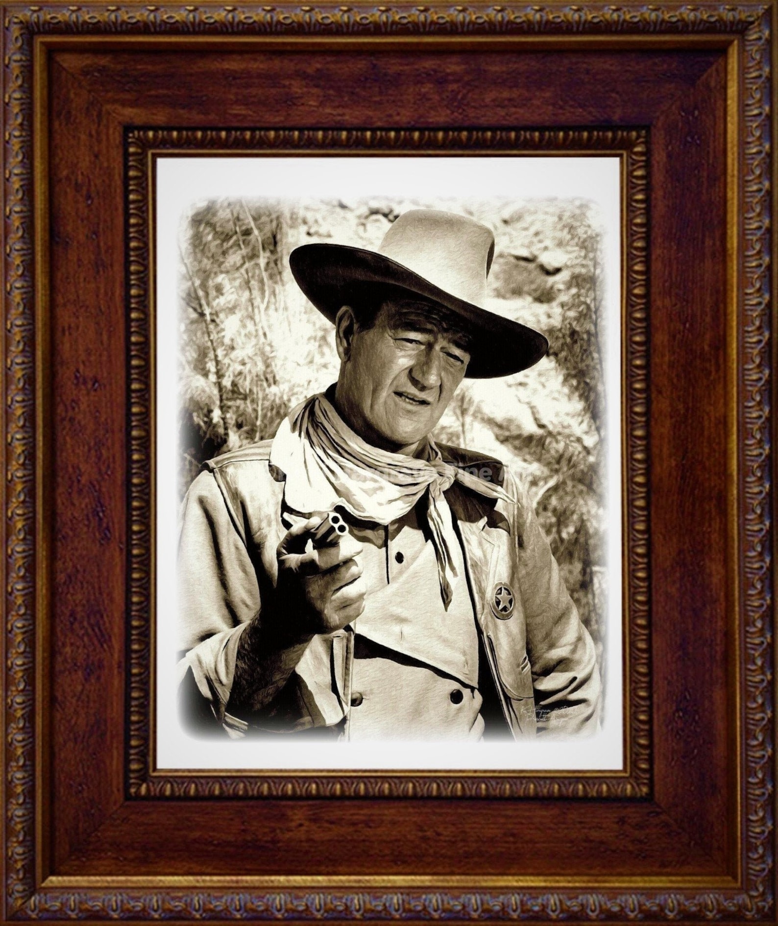 John Wayne Portrait Art Western Cowboy Legend SIGNED PRINT - Etsy
