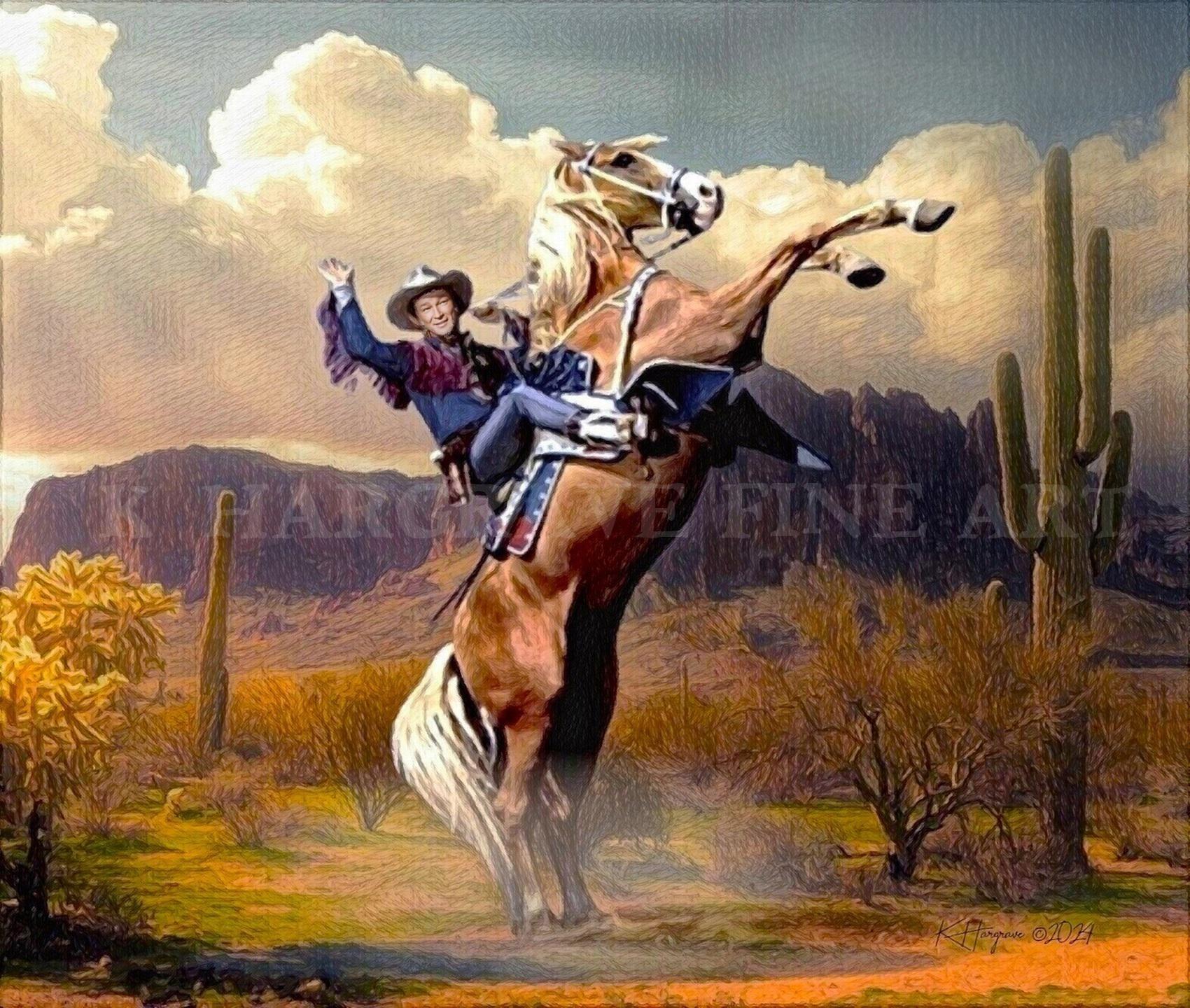 Roy Rogers & Trigger Print: Signed Western Cowboy Art by K. Hargrave - Etsy