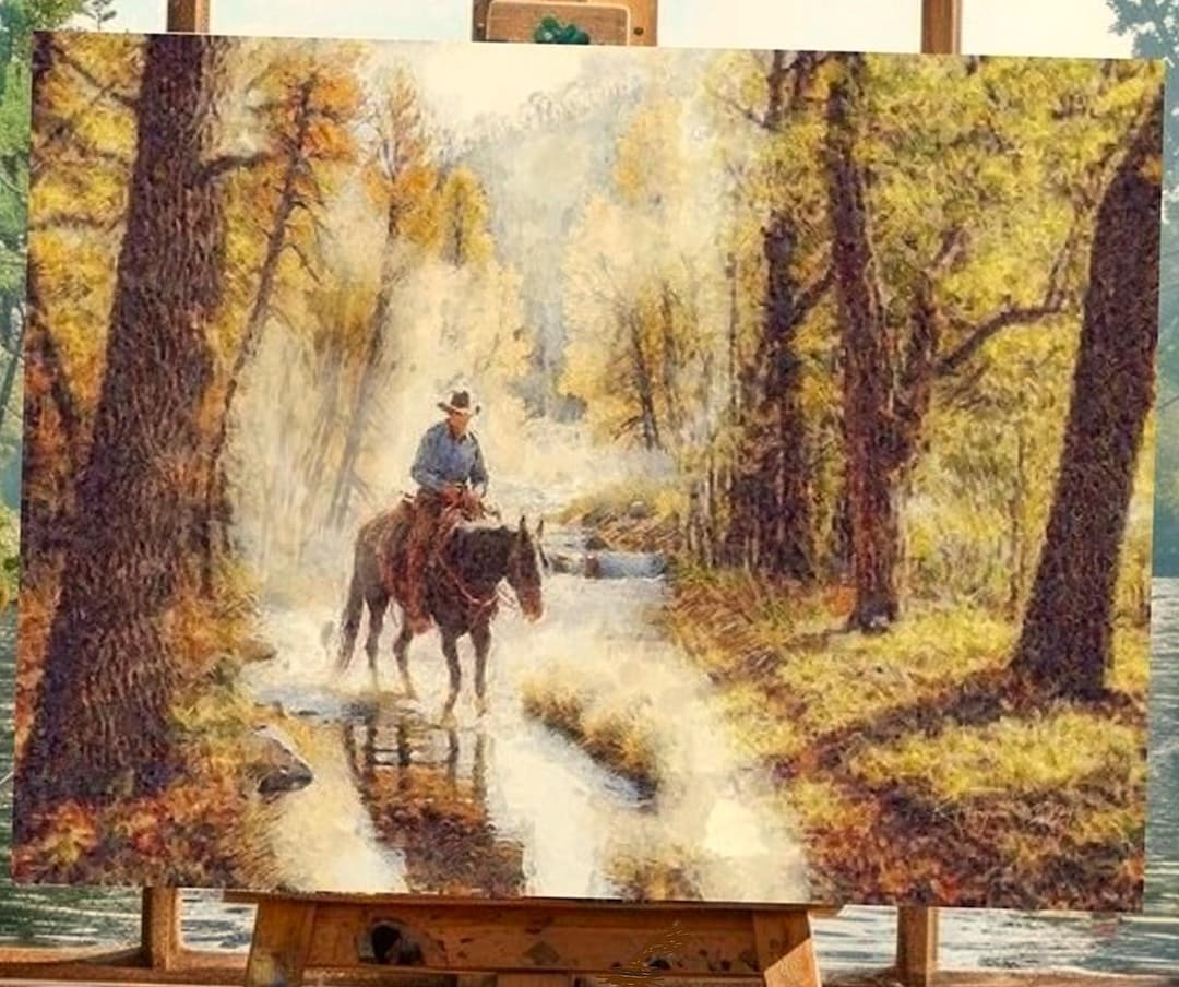 Cowboy Horse Art Print: Signed Western Landscape Painting - Etsy