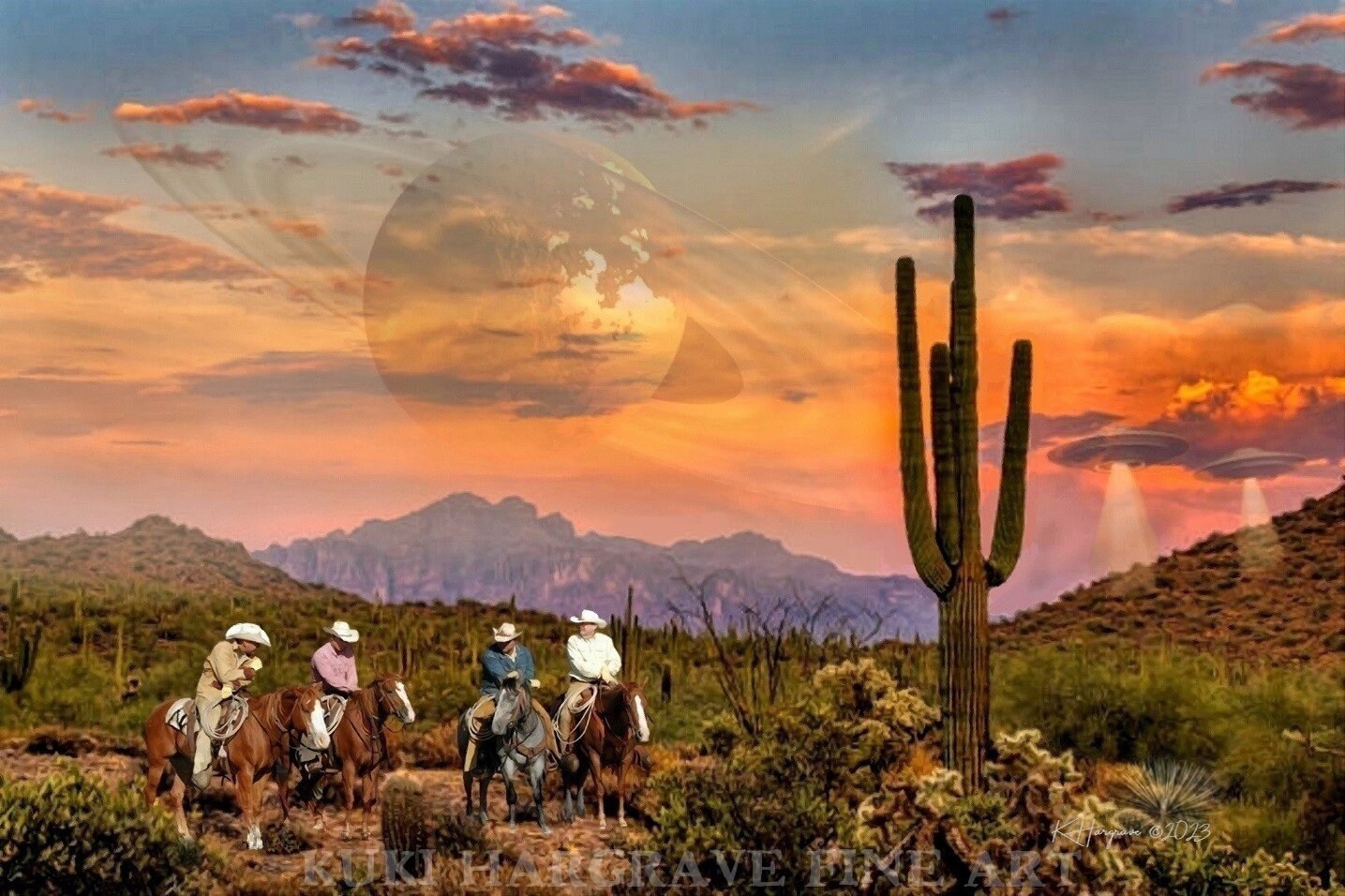 Vintage Wall Decor Cowboys Retro Futuristic Vintage Western Space ...