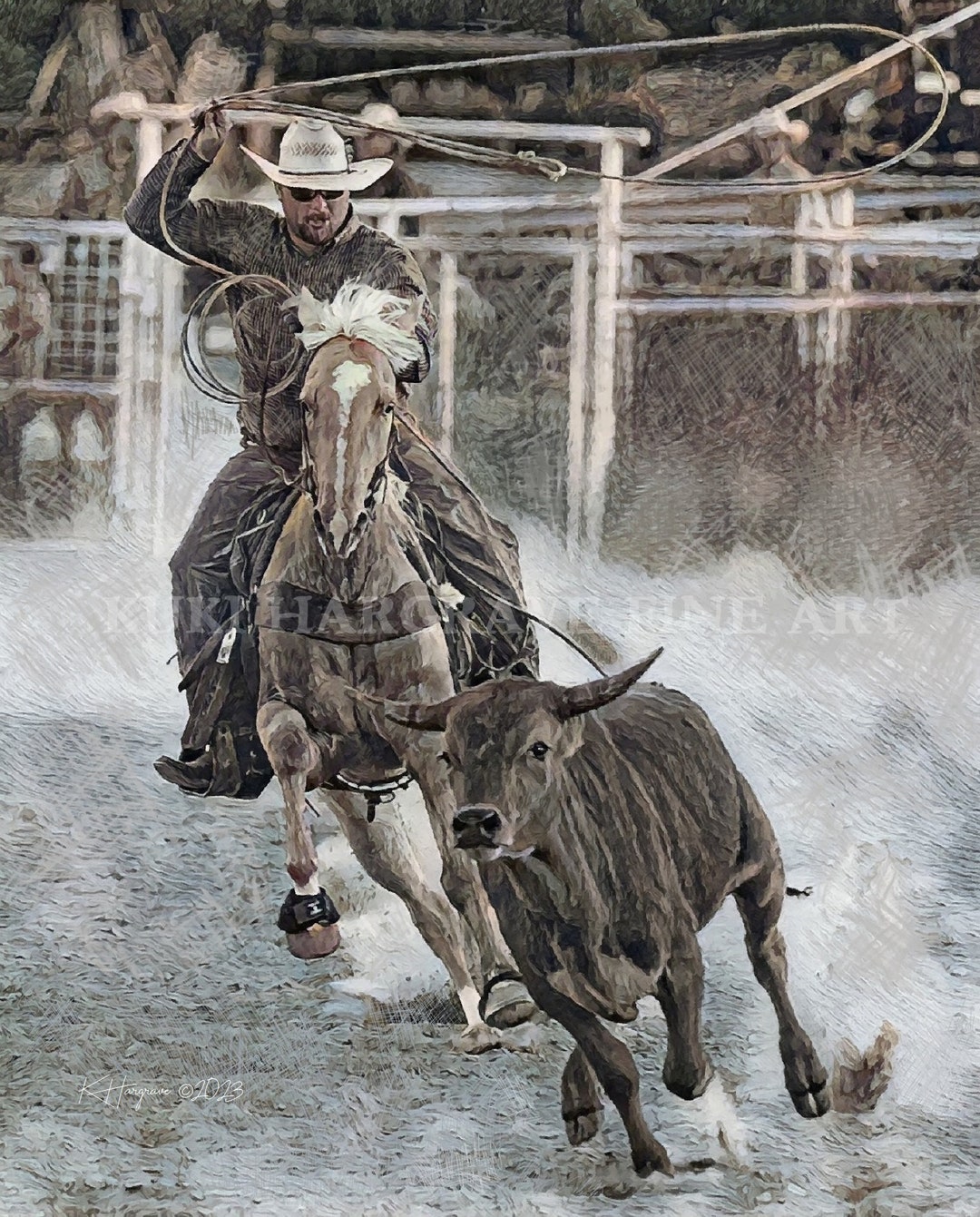 Vintage Wall Decor Wall Decorwall Decor Cowboy Calf Roping Western ...