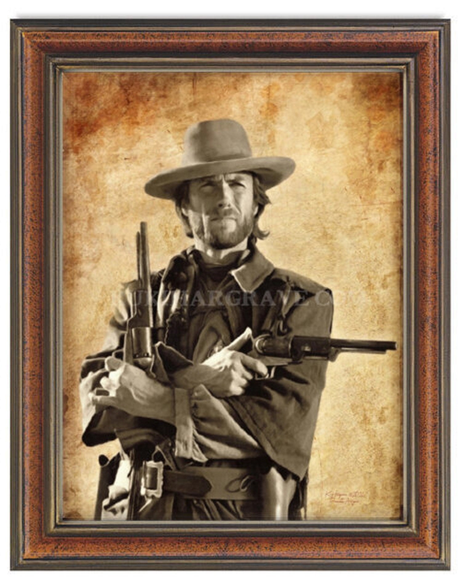 Vintage Wall Decor Clint Eastwood Portrait Old Western Movie Outlaw ...
