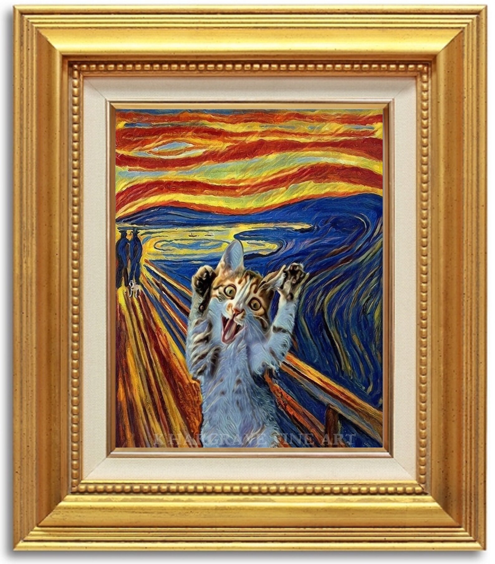 Vintage Wall Decor the Scream Cat Dog Abstract Expressionist Art Parody ...