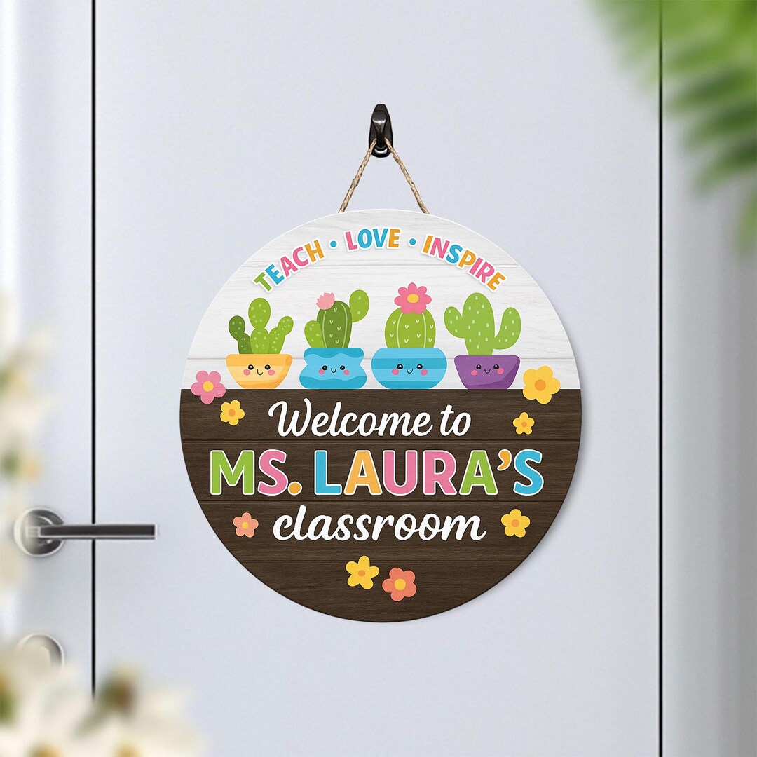 Welcome to Classroom Door Sign –personalized Teacher Name Sign With ...