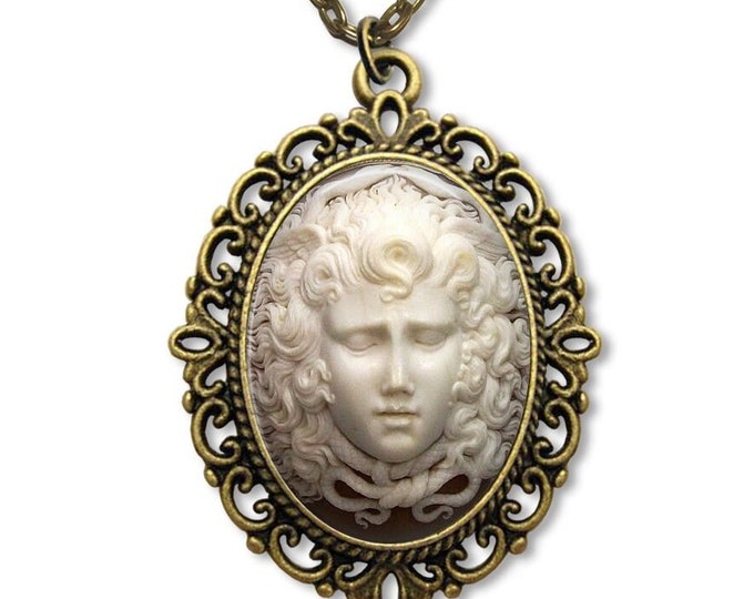 Medusa Cameo Glass Tile Pendant Necklace Mythological Cameo - Etsy