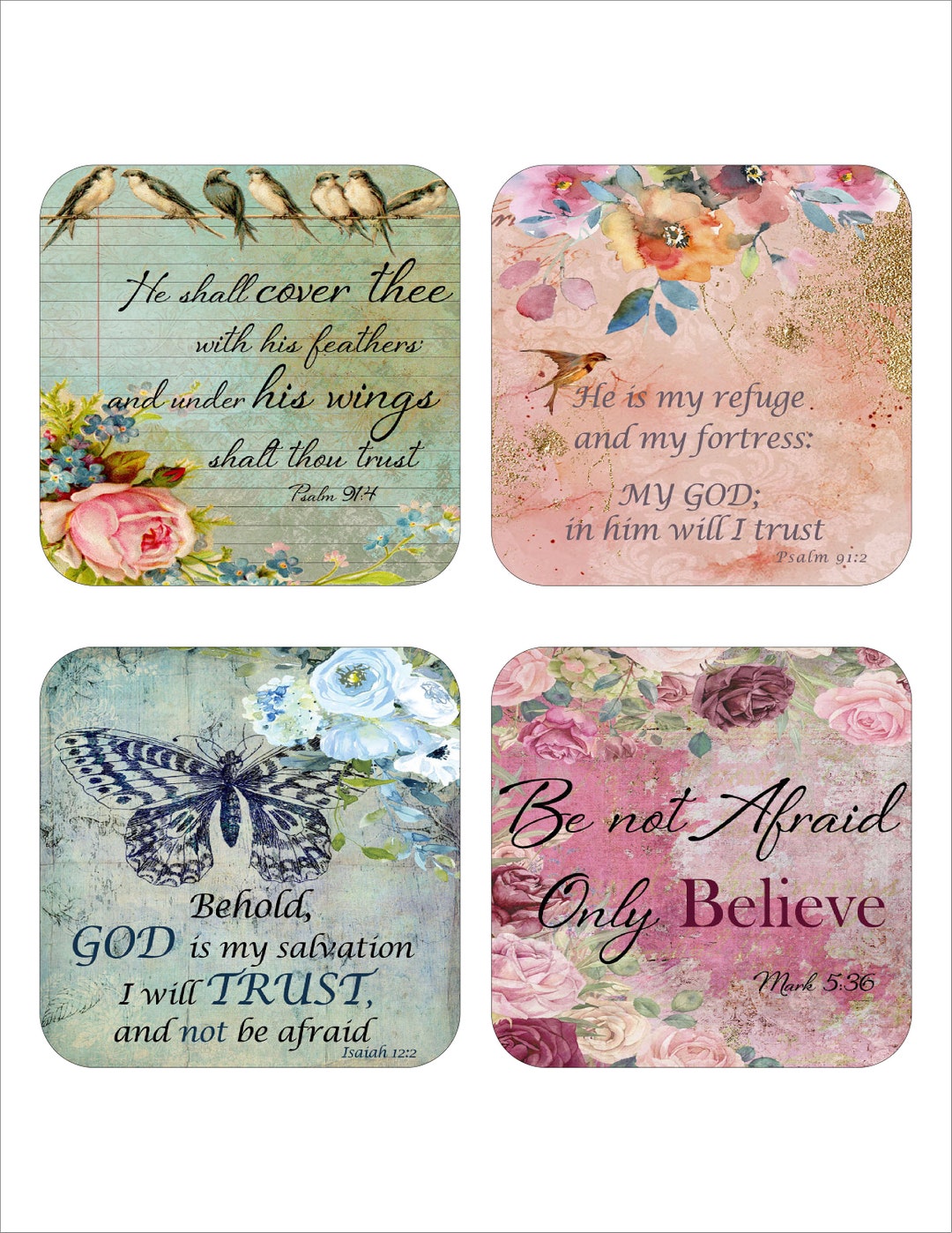 Bible Scripture Coasters, Religious Gift, Bible Verse Coaster ...