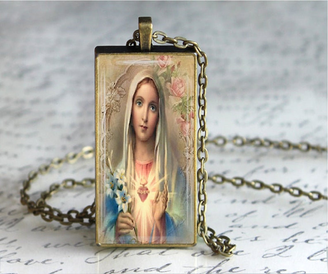Religious Catholic Pendant Virgin Mary Necklace Immaculate - Etsy