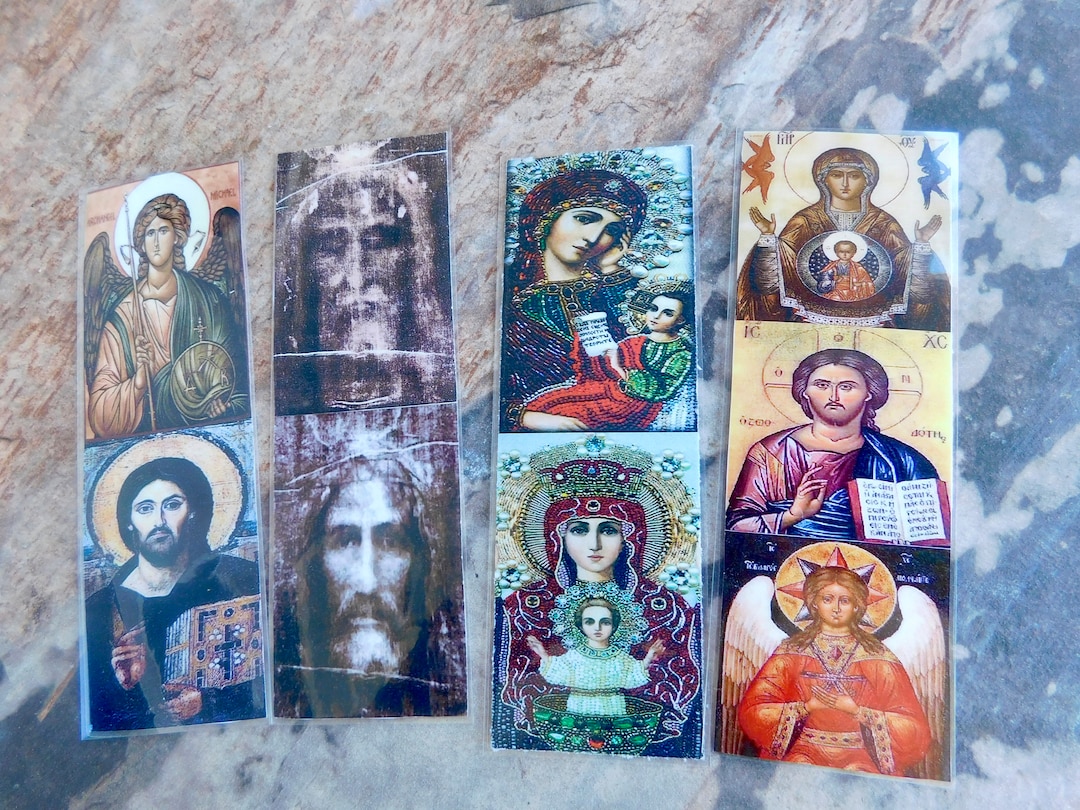 Orthodox Icon Laminated Bookmarks, Set 4 Religious Bookmarks Theotokos ...
