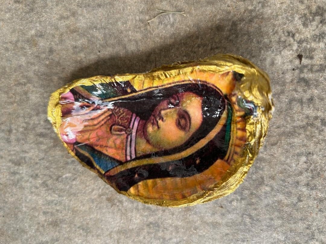 Lady of Guadalupe Oyster Shell, Religious Decoupaged Shell, Catholic ...