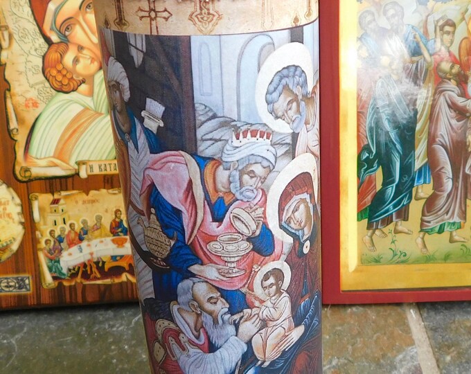 Epiphany Candle,religious Candle ,orthodox Icon Glass Pillar Candle ...
