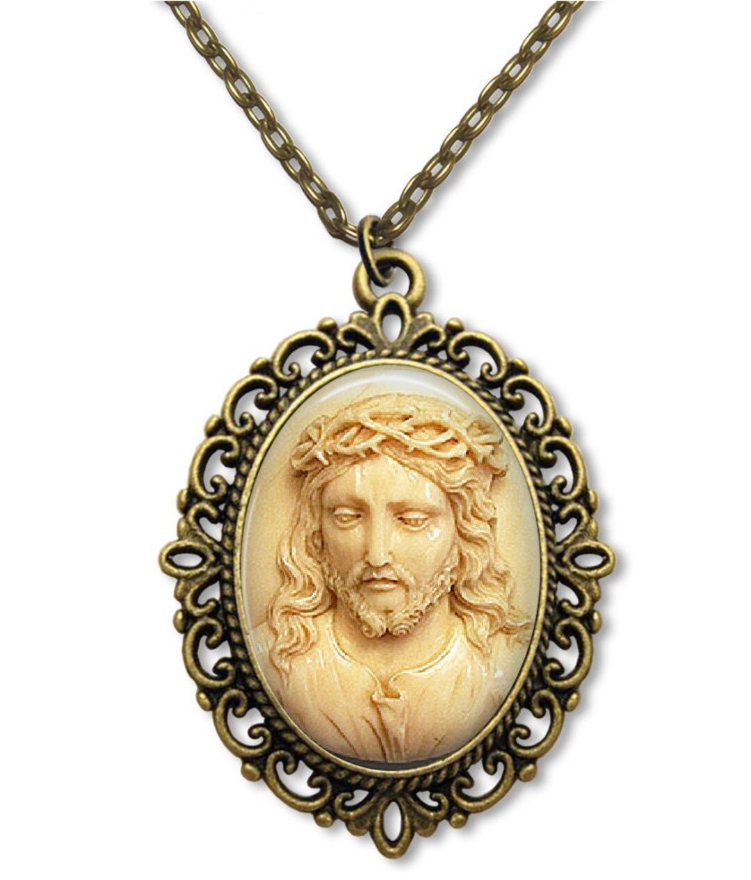 Jesus Christ Jewelry, Glass Tile Pendant Necklace, 18 X 25 Mm Religious ...