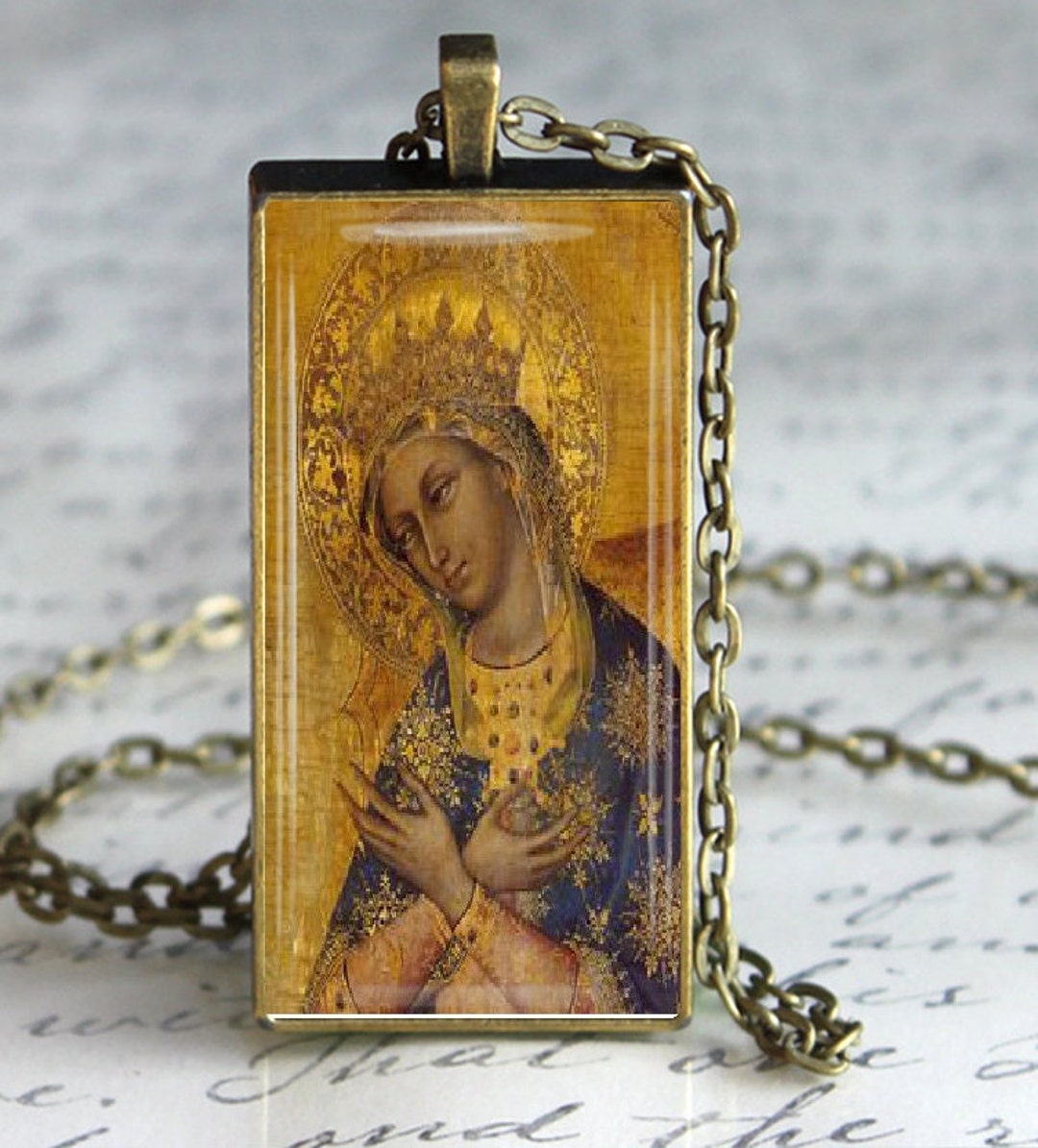Virgin Mary Icon Pendant Necklace, Holy Mother Jewelry, Religious ...