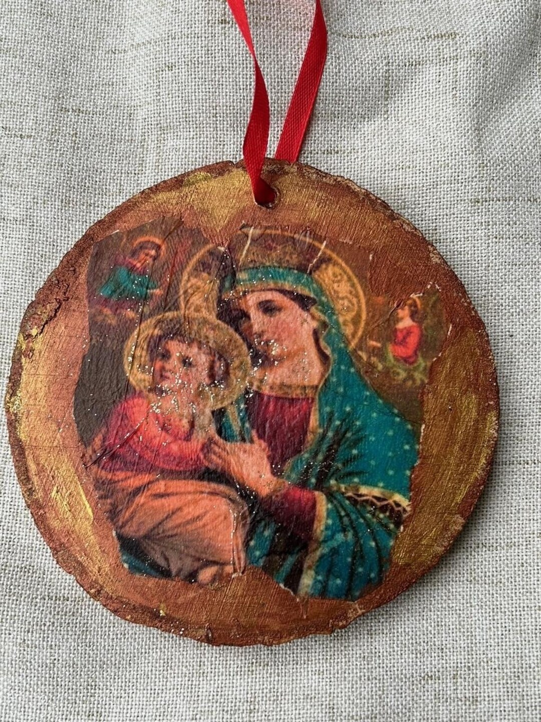 Orthodox Tree Ornament, Reversible Christmas Ornament, Decoupaged ...