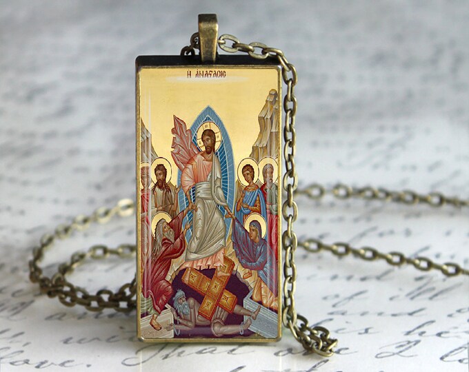 Resurrection Jesus Christ Greek Orthodox Icon Image Glass Tile - Etsy