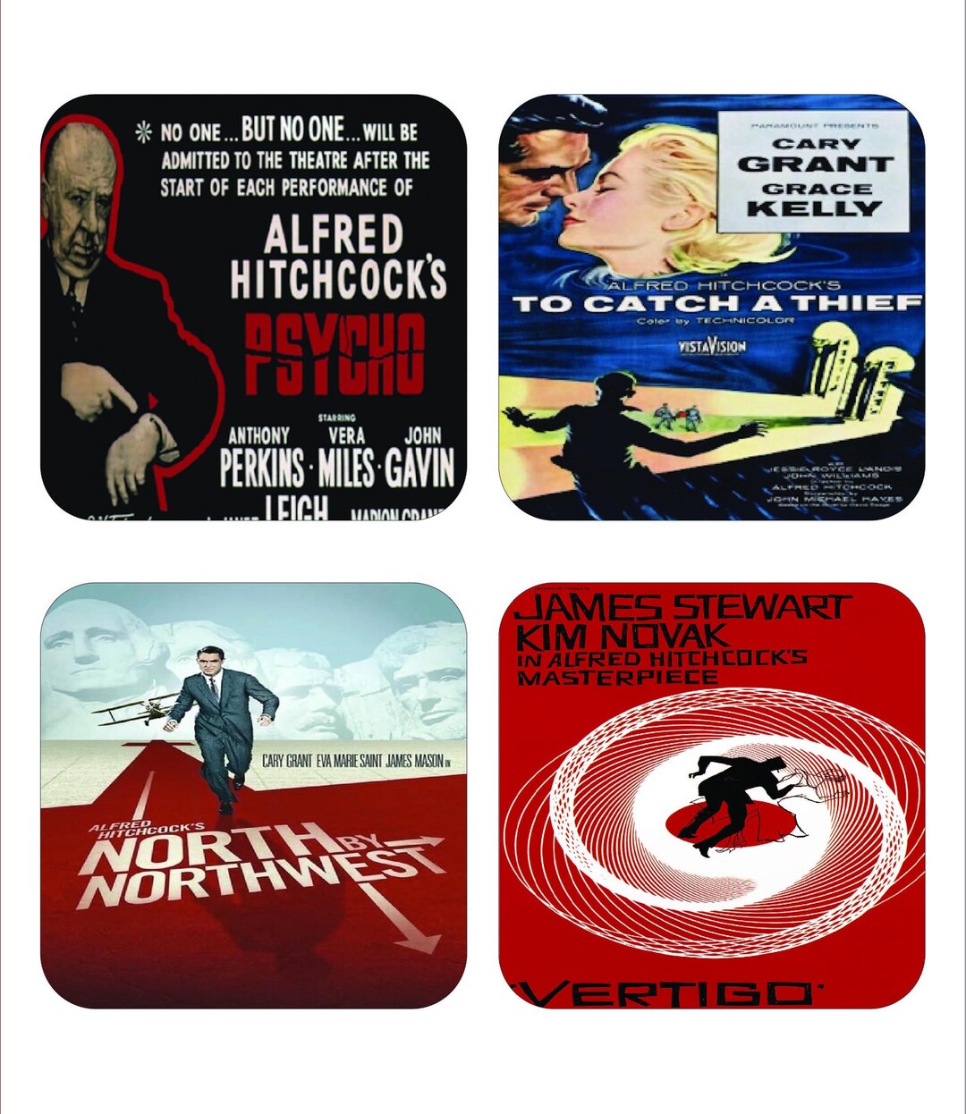 Classic Movie Poster Coasters, Set Four Popular Old Movie Coasters ...
