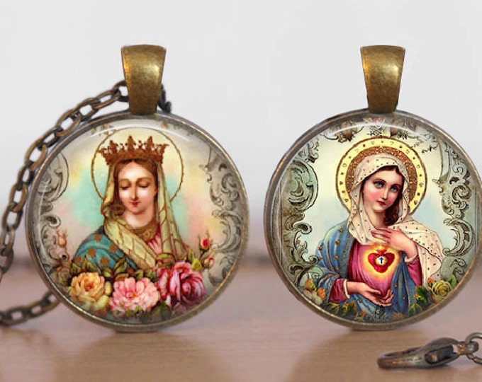 Religious Catholic Necklace Double Sided Pendant Mystical Rose - Etsy