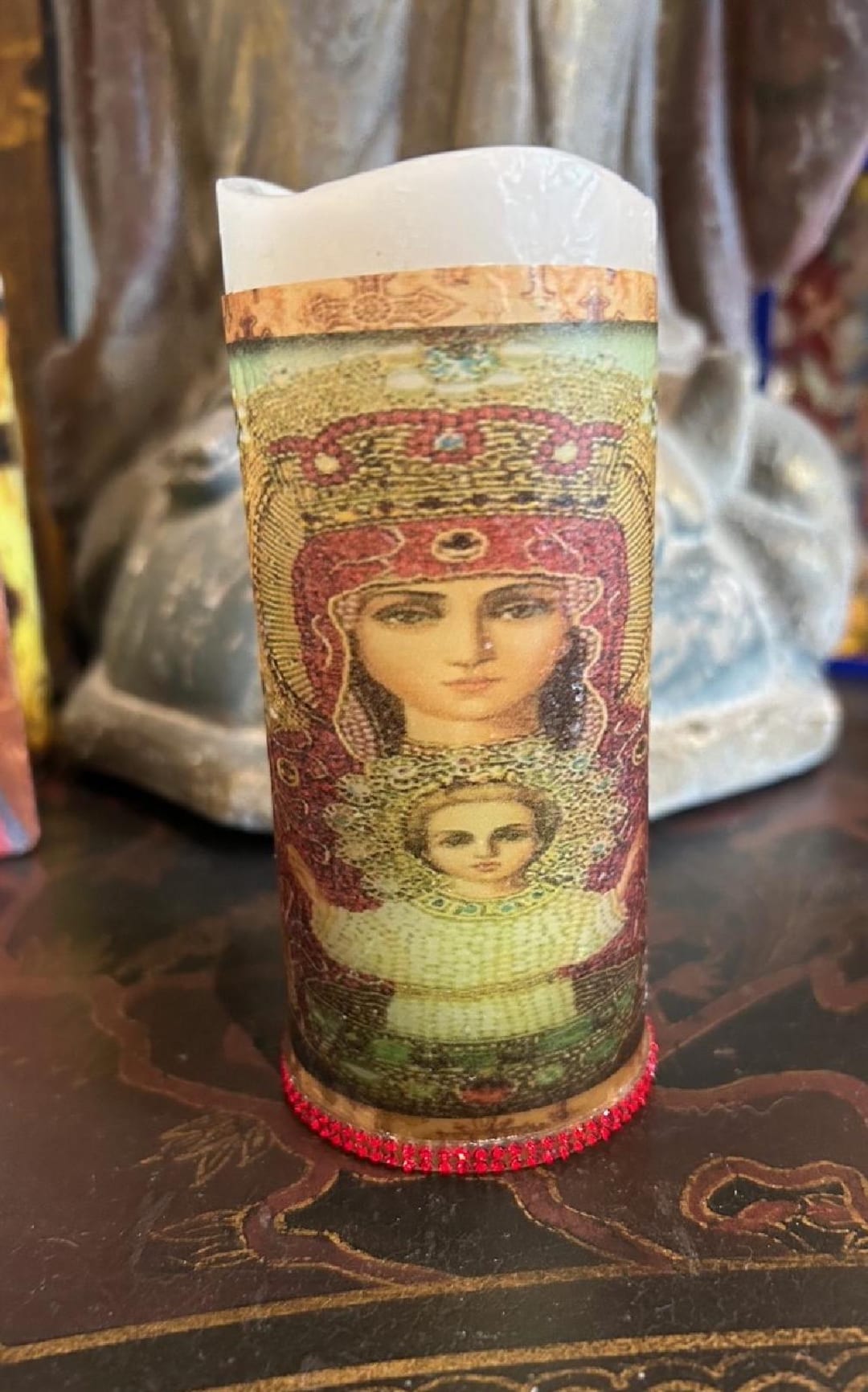 Russian Orthodox Icon Real Wax Candle, Theotokos Virgin Mary Candle ...