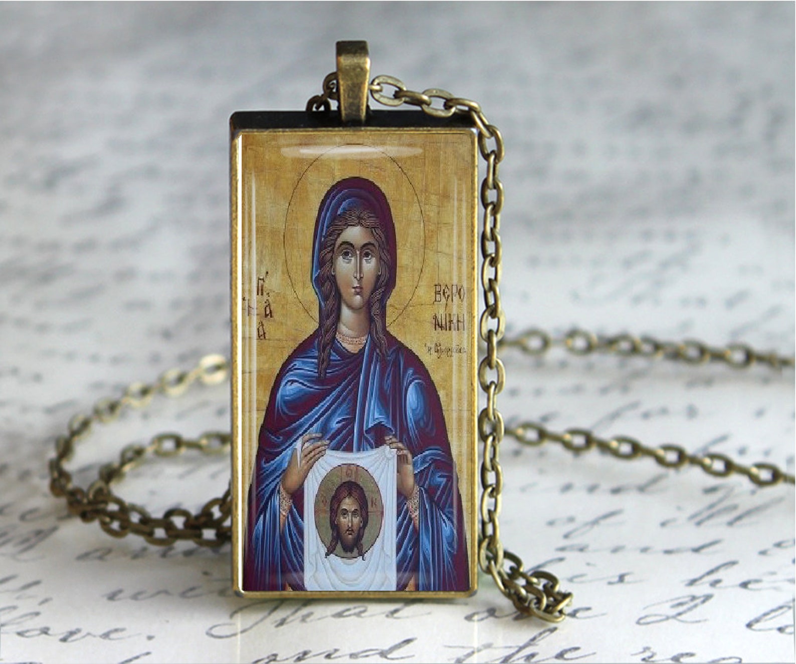 St Veronica Holy Face, Greek Orthodox Icon, Religious Glass Tile ...