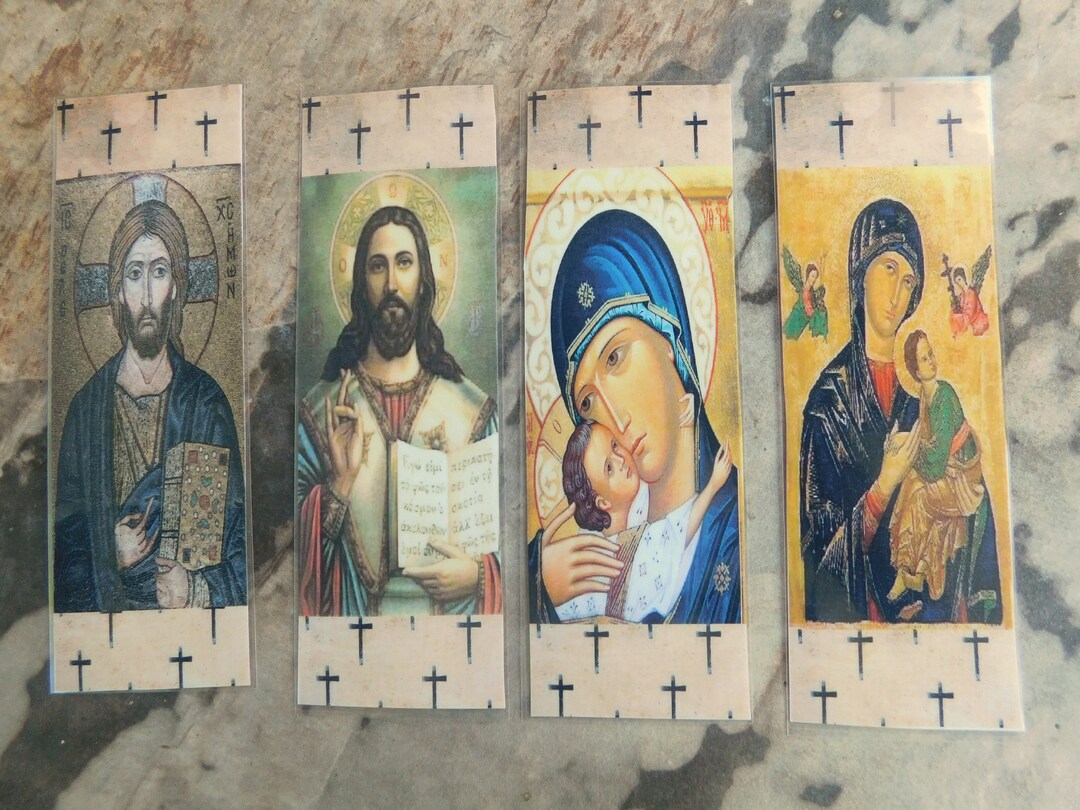 Religious Greek Orthodox Icon Bookmarks, Theotokos Jesus , Bible Class ...