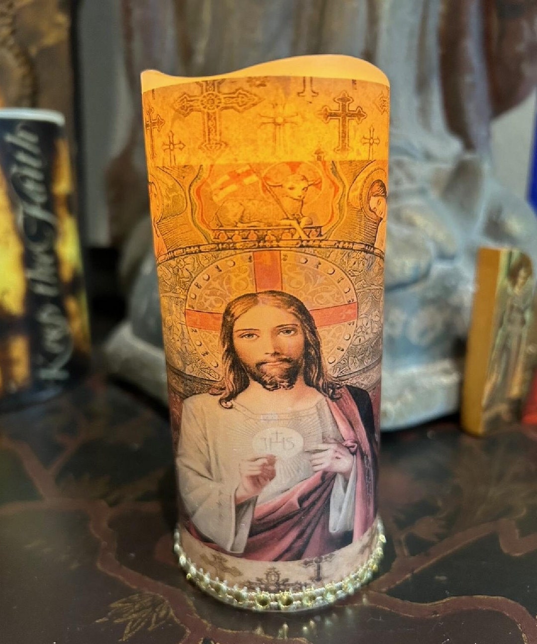 Eucharist Christ Battery Flameless Candle, Catholic Candle Gift, Holy ...