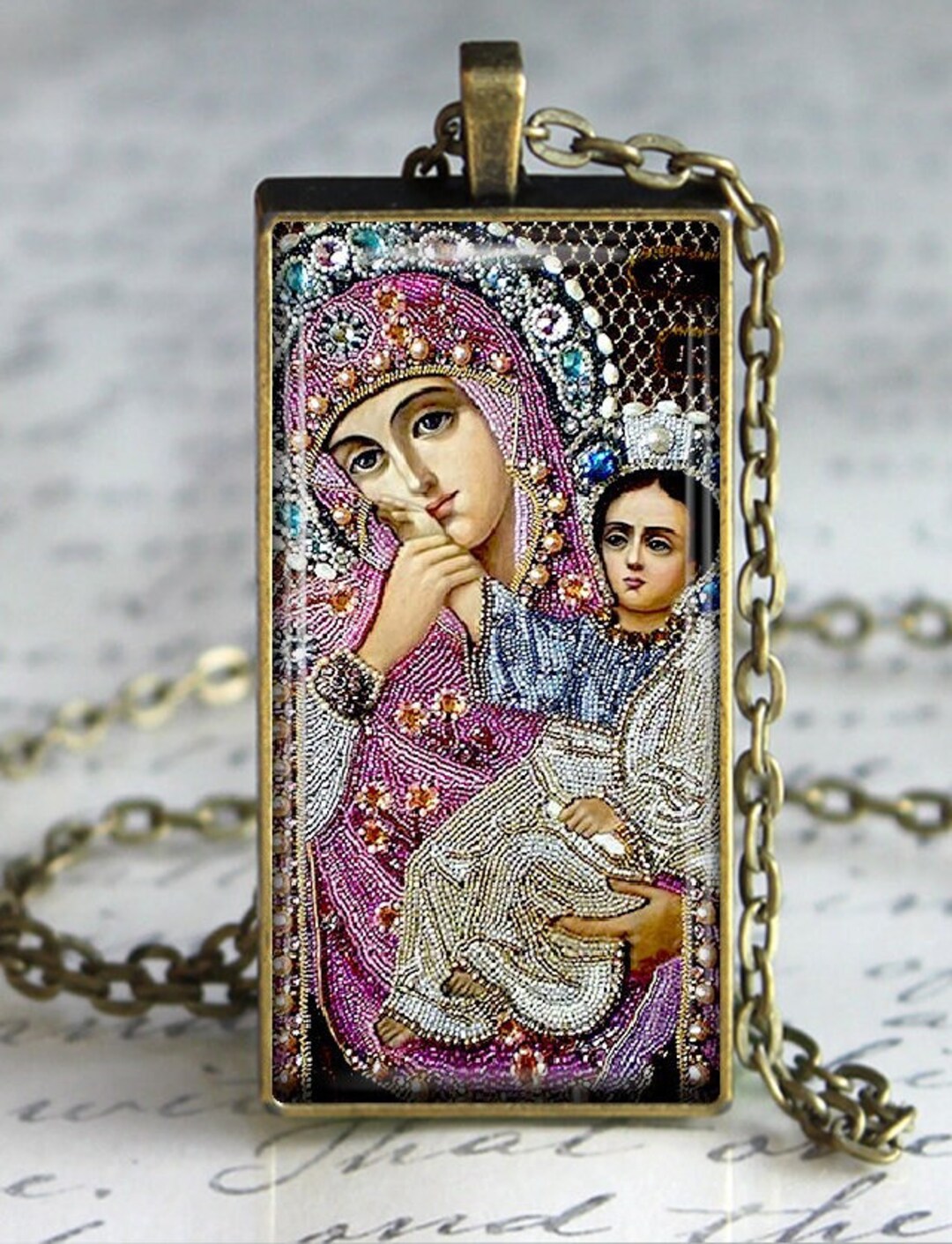 Religious Orthodox Icon Pendant Theotokos Jesus Jewelry - Etsy