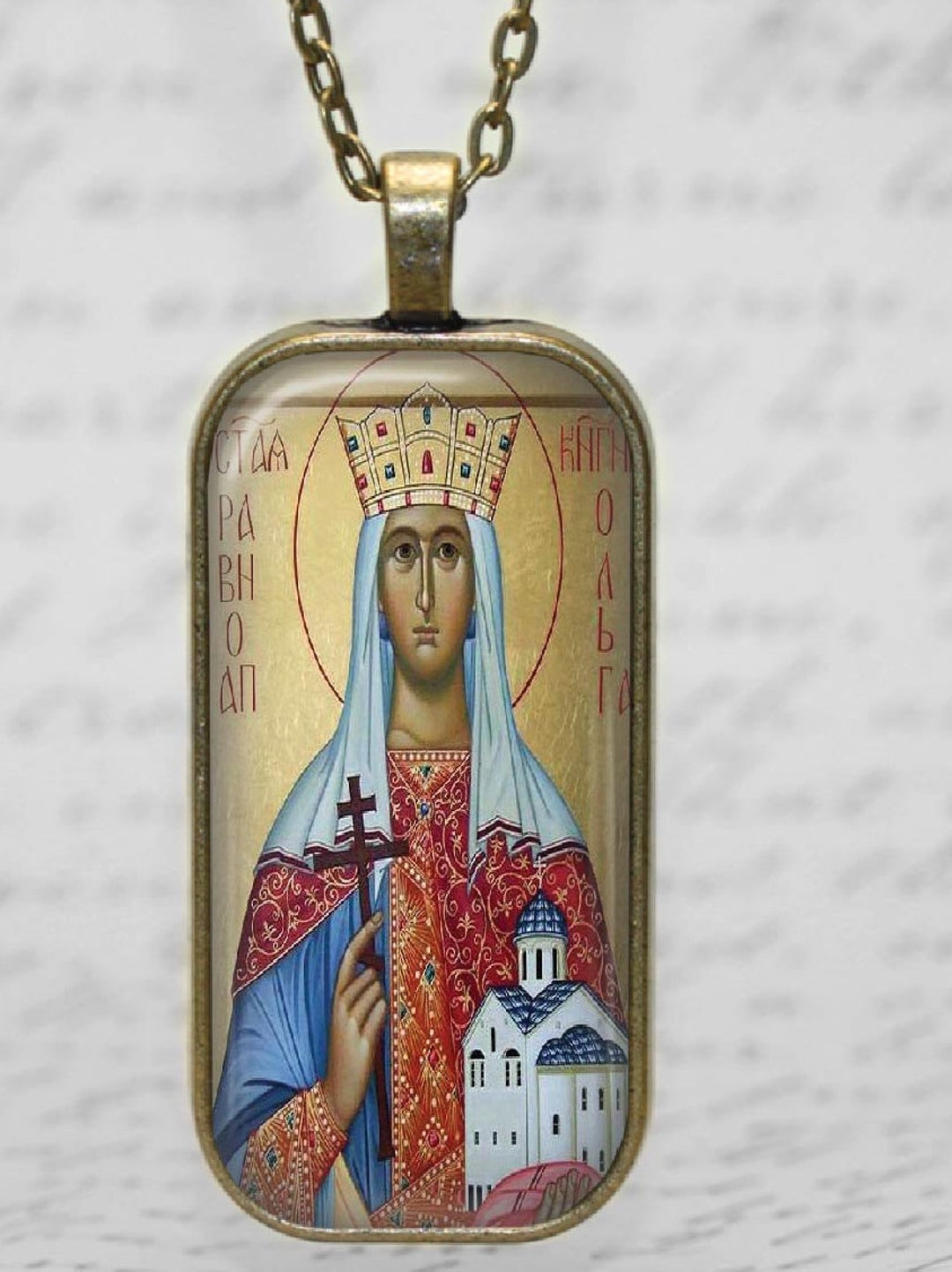 St Olga, Russian Orthodox Icon Pendant Necklace , Religious Female ...