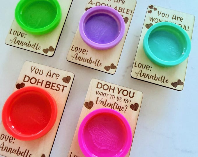 Personalized Play-doh Valentine | Laser Cut Wood, Non-candy Favor - Etsy