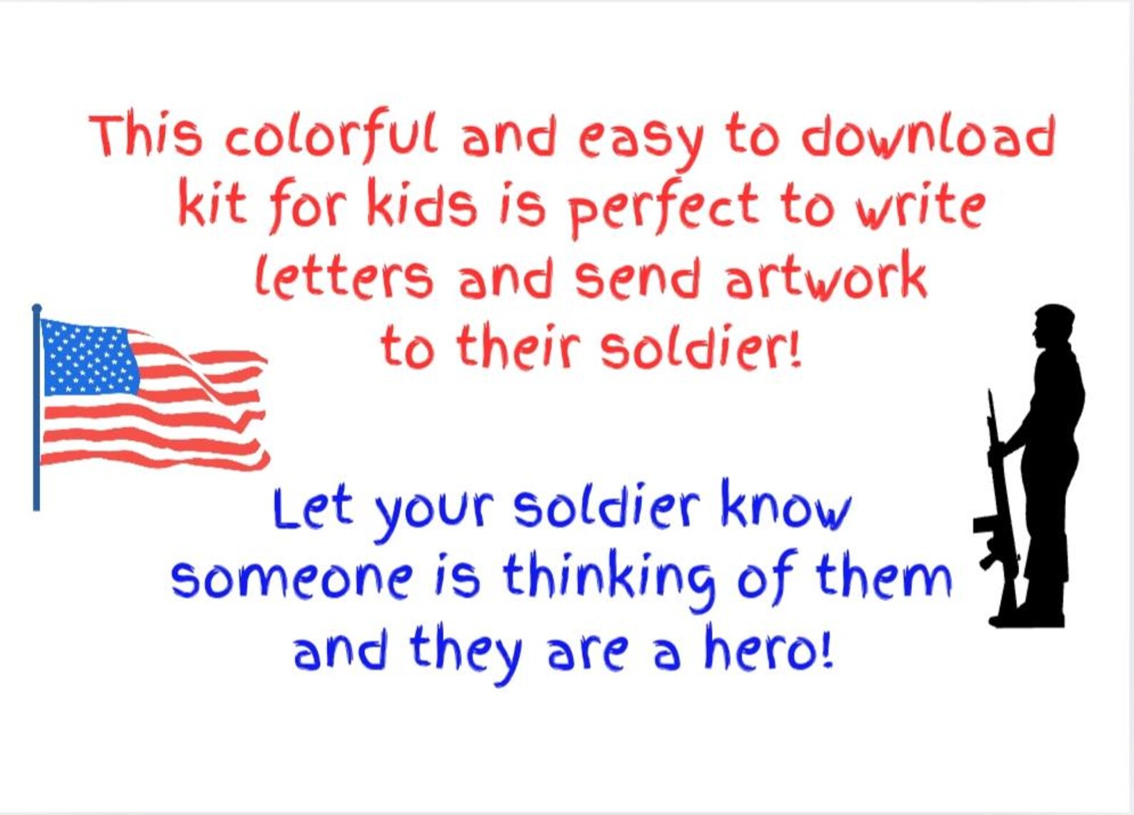 Kids Letters to A Soldier: Printable Military Stationery Set (PDF ...