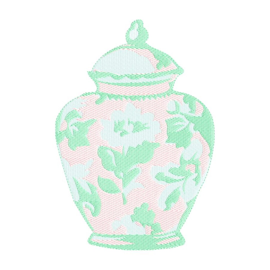 Preppy Ginger Jar Embroidery Design - Etsy