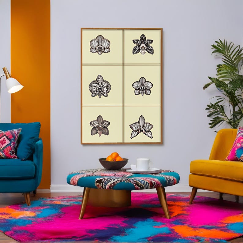 Orchid Collection – Vintage Botanical Grid Art Print (set of 6 Florals ...