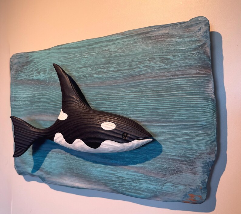 Vintage Bob Pyett Hand Carved Orca Wall Art – Coastal Nautical Wooden ...
