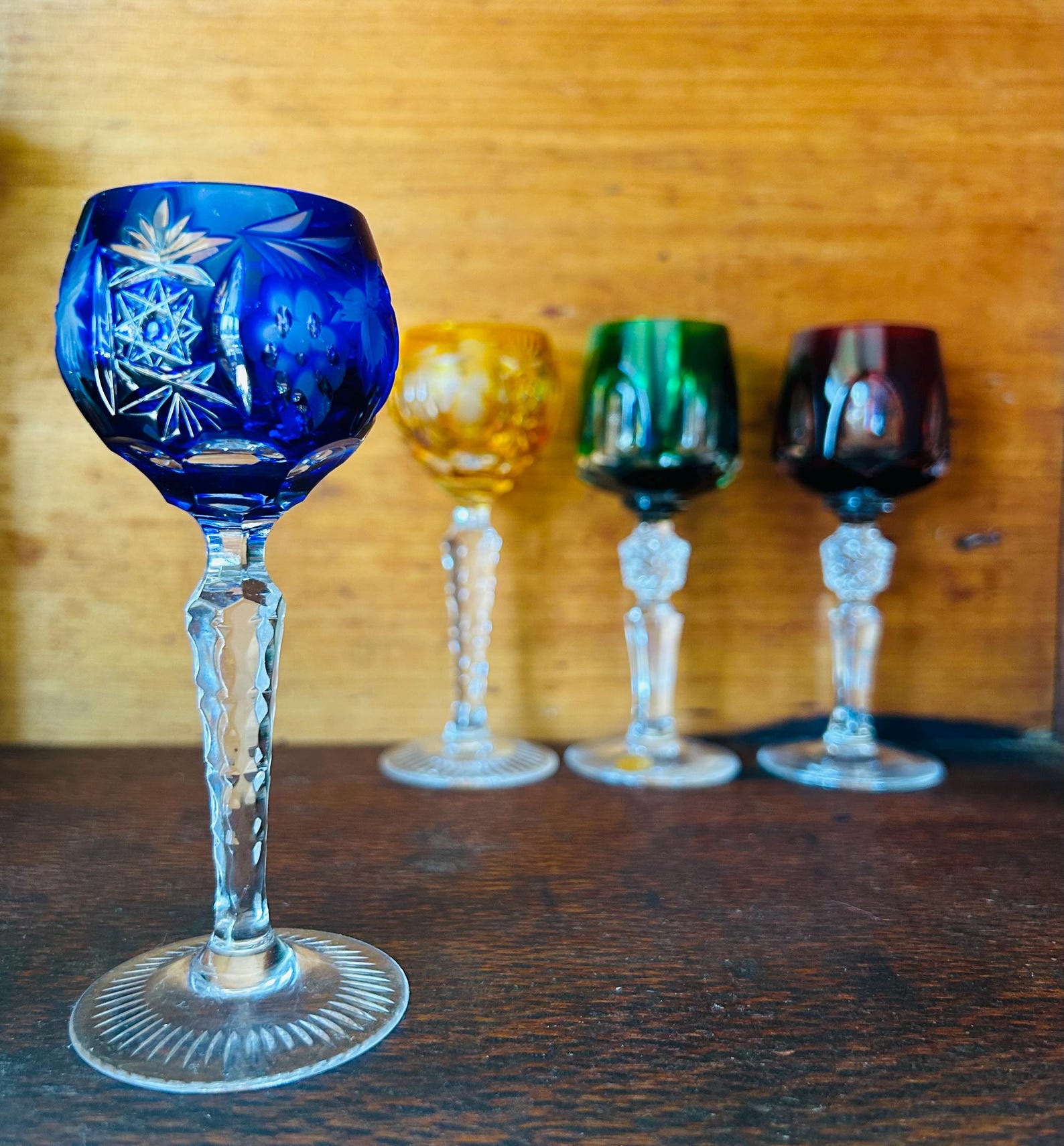 Vintage Nachtmann Cut Crystal Liqueur Glasses: West German Coloured ...