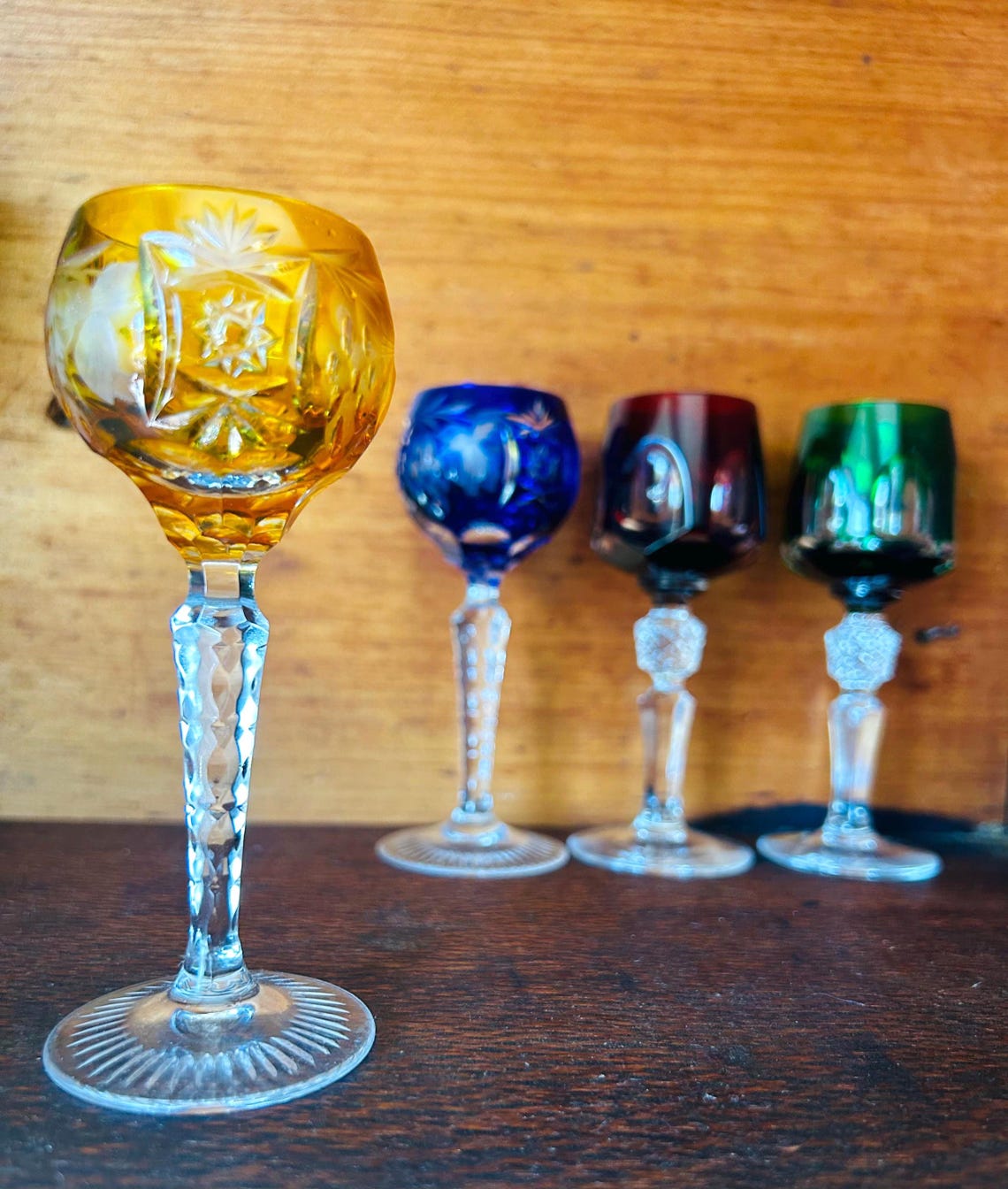 Vintage Nachtmann Cut Crystal Liqueur Glasses: West German Coloured ...