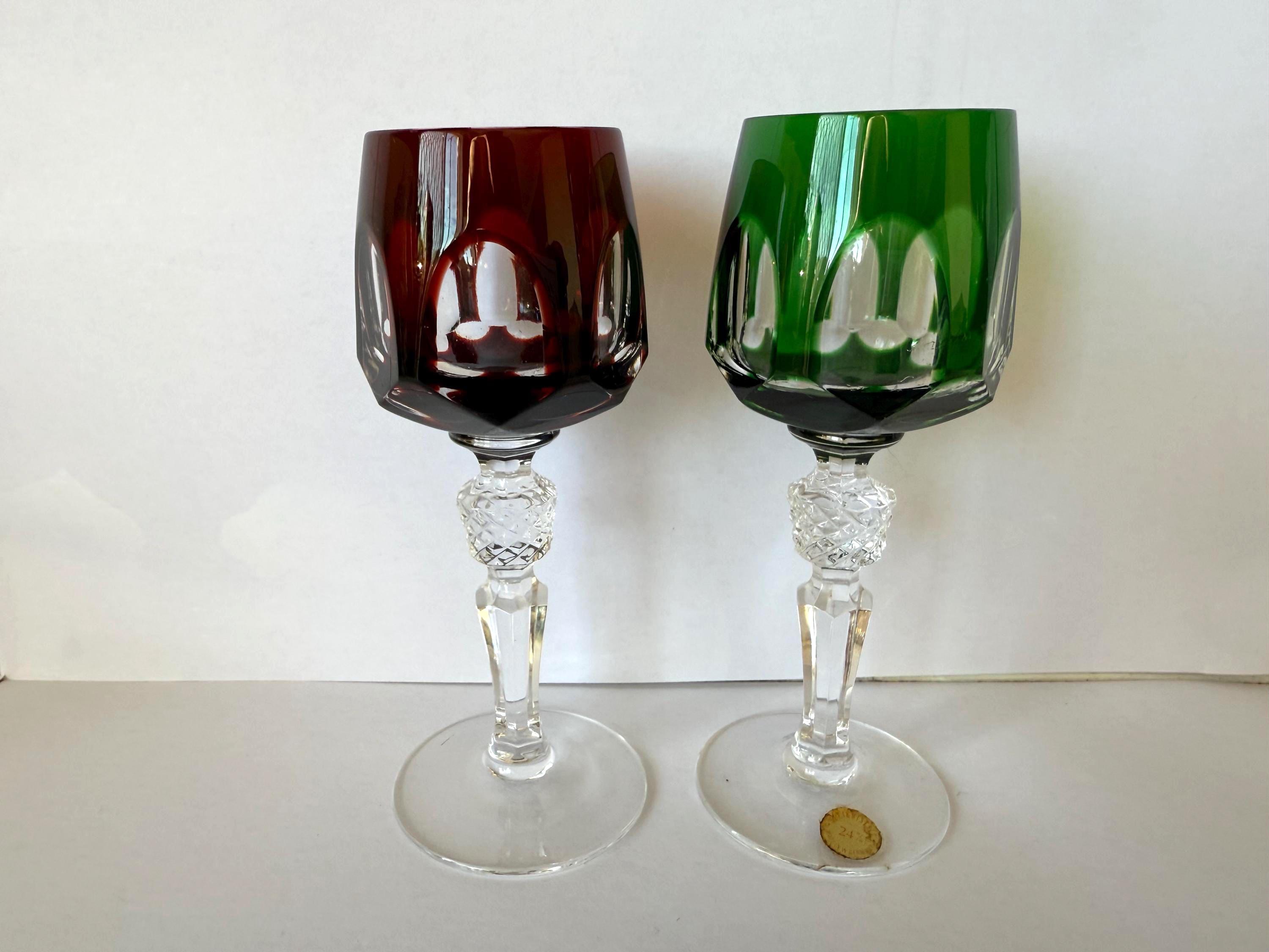 Vintage Nachtmann Cut Crystal Liqueur Glasses: West German Coloured ...