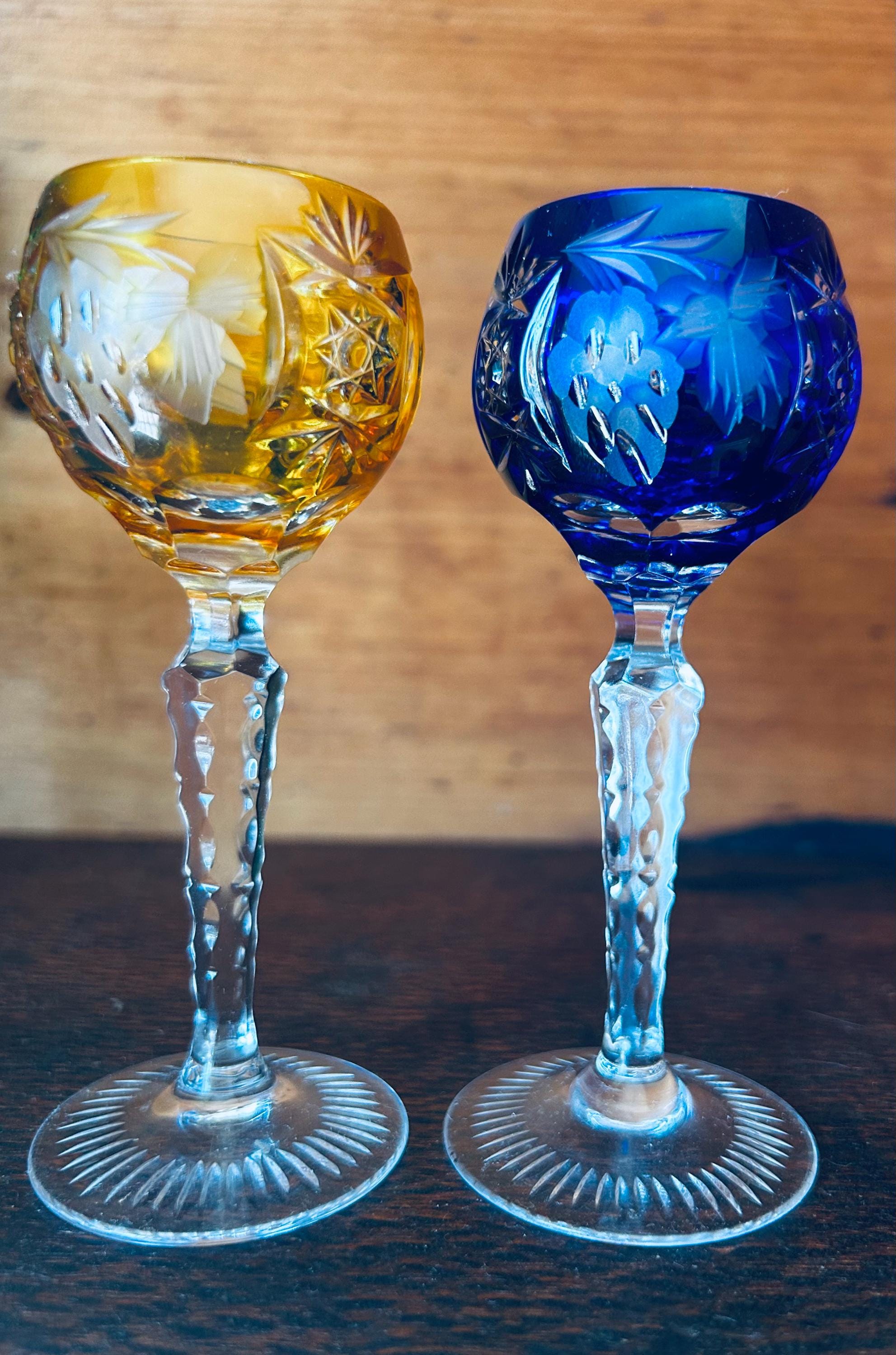 Vintage Nachtmann Cut Crystal Liqueur Glasses: West German Coloured ...