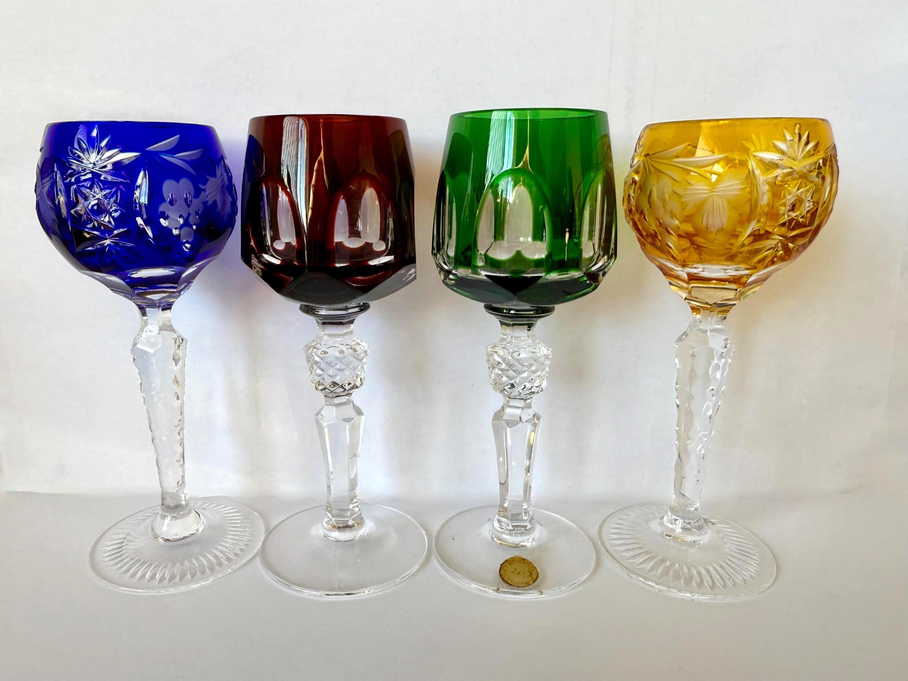 Vintage Nachtmann Cut Crystal Liqueur Glasses: West German Coloured ...