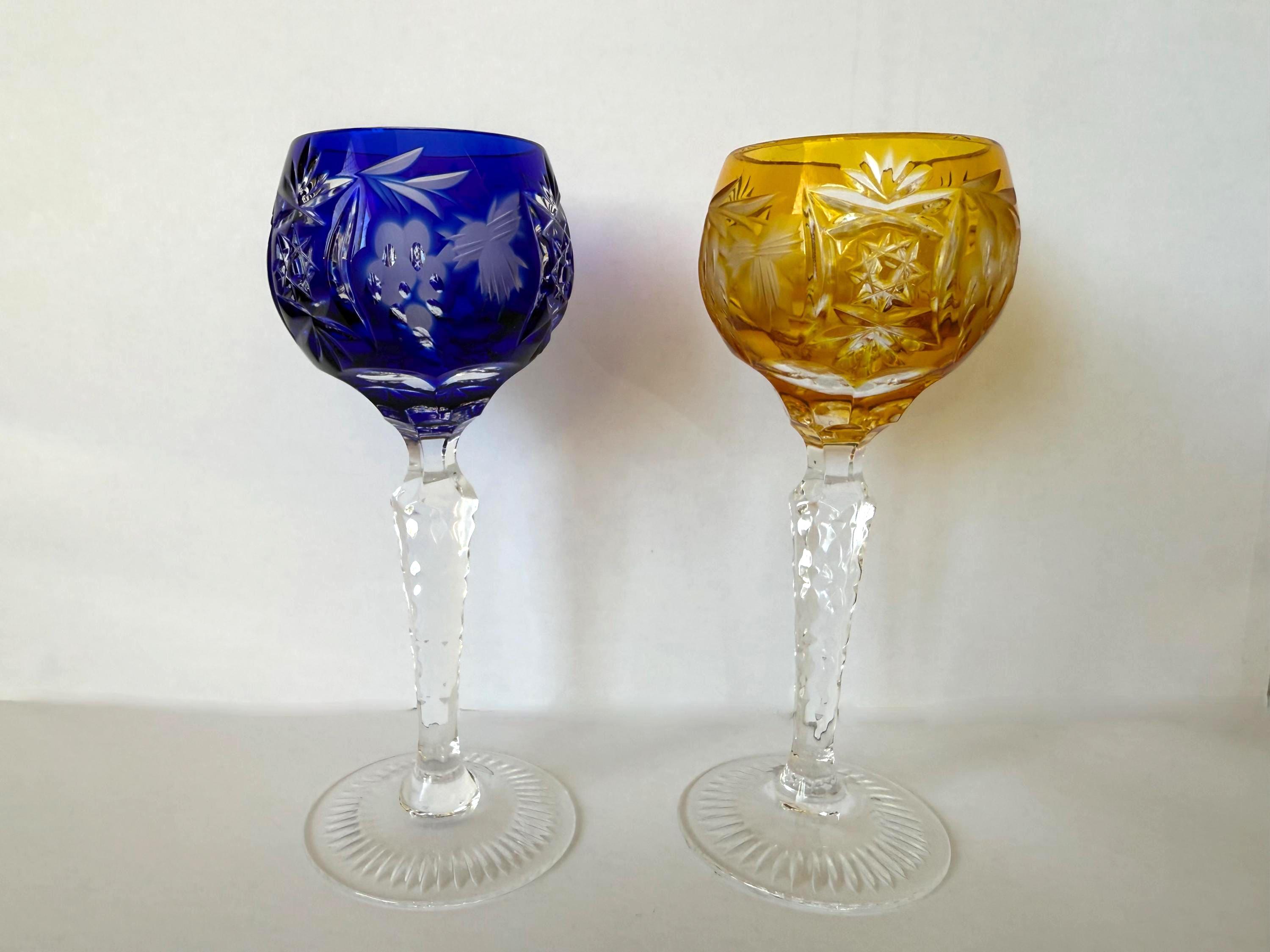 Vintage Nachtmann Cut Crystal Liqueur Glasses: West German Coloured ...