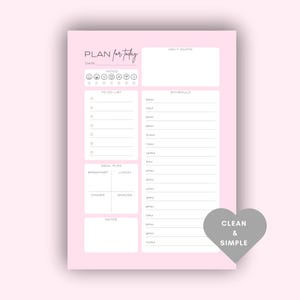 Blush Pink Daily Planner: Mood Tracker, Meal Plan (printable PDF) - Etsy