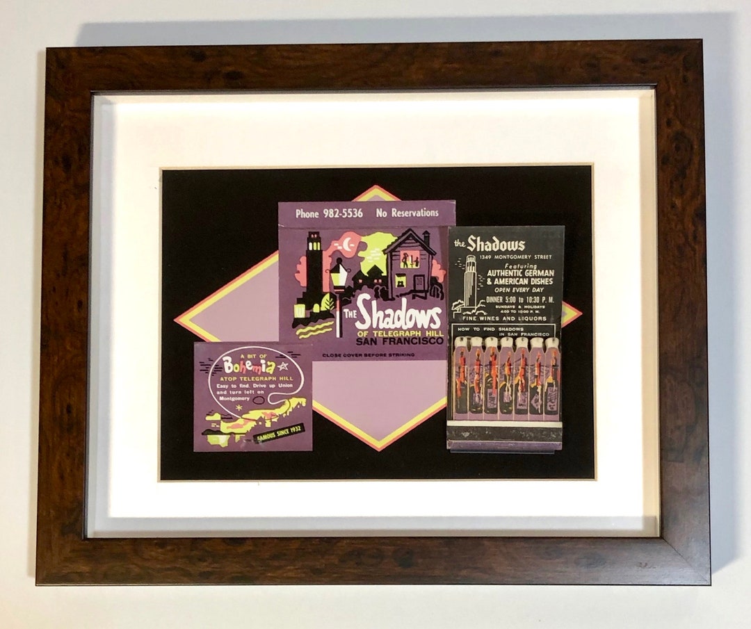 San Francisco Wall Display 1960s Shadows Restaurant Framed Matchbook ...