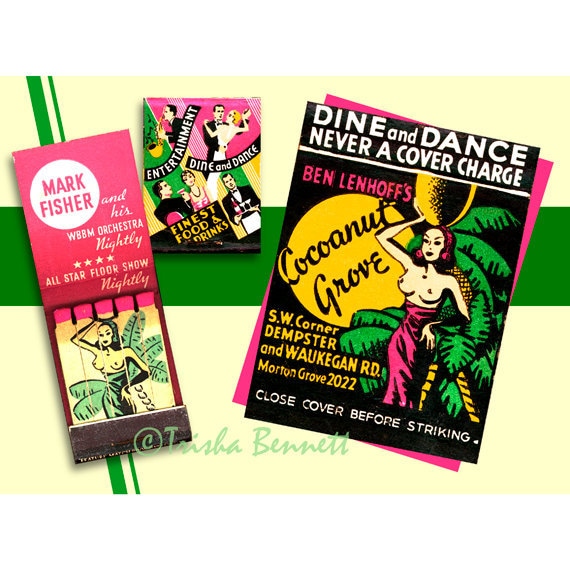 Tropical Nightclub Matchbook PRINT Exotic Girl Topless - Etsy