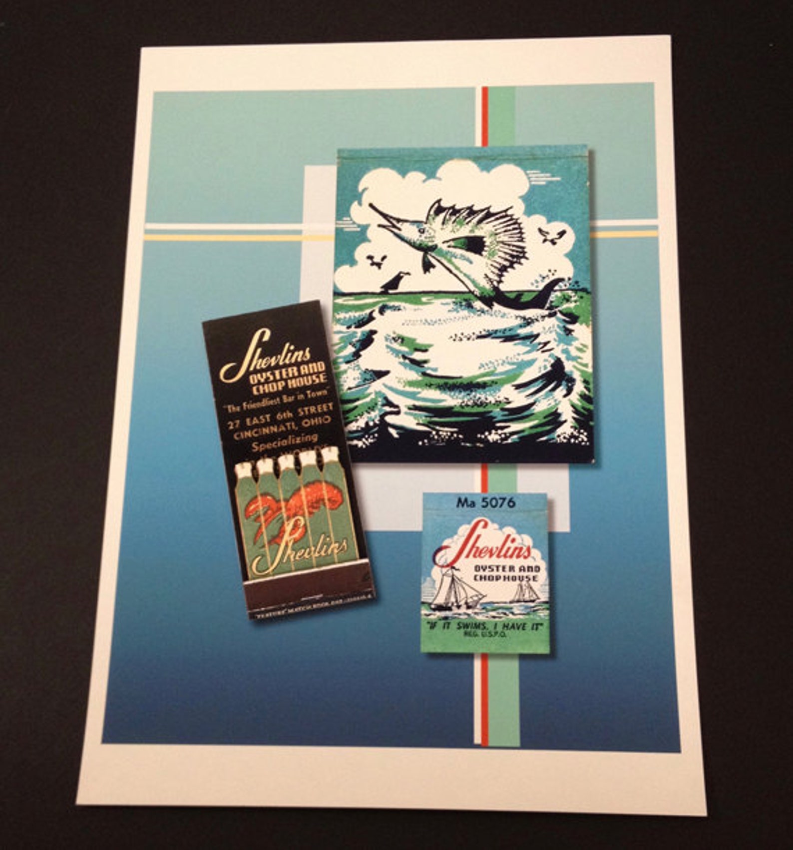 Fish Art Matchbook PRINT Ocean Fishing Wall Decor Cincinnati Matchbook ...