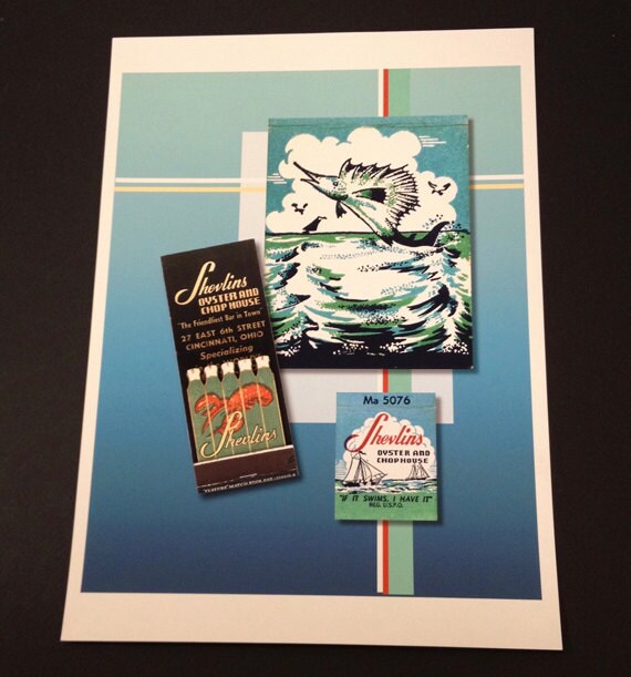 Fish Art Matchbook PRINT Ocean Fishing Wall Decor Cincinnati Matchbook ...